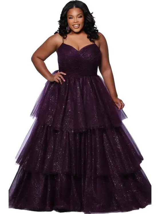 SYDNEY'S CLOSET Tiered Ball Gown - Purple