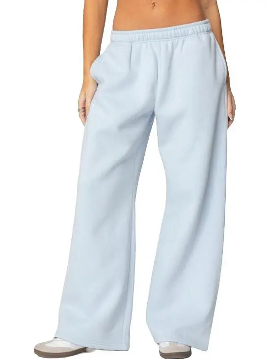 EDIKTED Bonney Bow Wide Leg Sweatpants - Blue