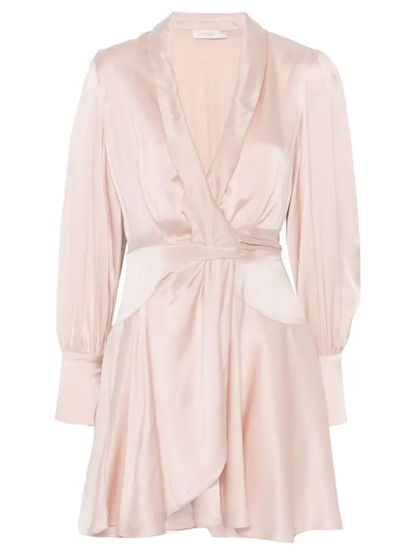 Zimmermann Silk Wrap Mini Dress - Pink