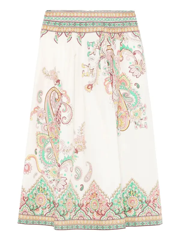 Etro Printed Cotton Midi Skirt - Neutrals