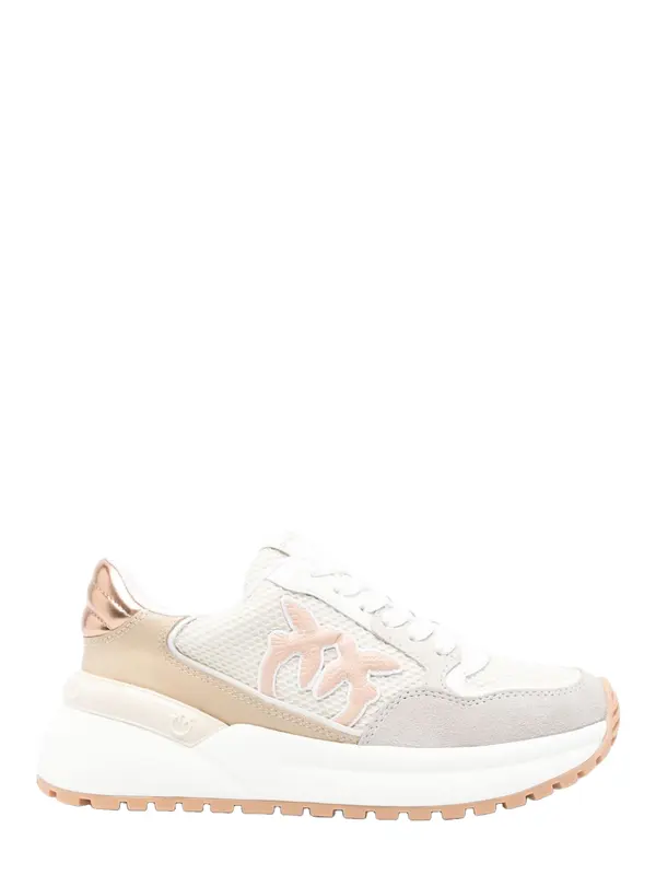 Pinko Love Birds-appliqué Sneakers - Neutrals