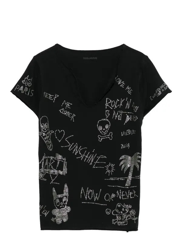 Zadig&Voltaire Crystal-embellished T-shirt - Black