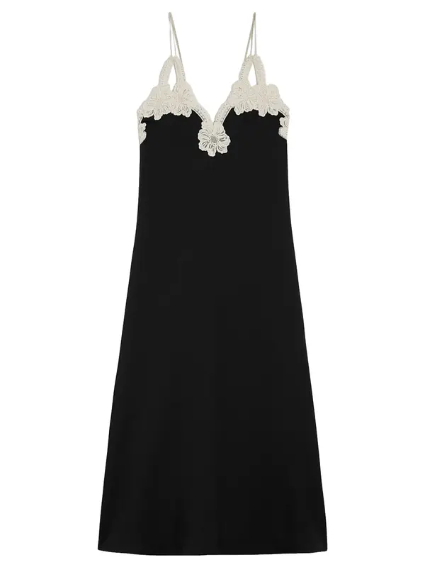 JIL SANDER Embroidered Midi Dress - Black