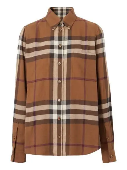 Burberry Check Flannel Shirt - Dark Birch Brown