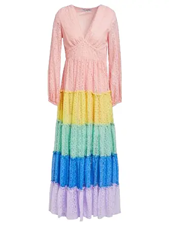 CONNOR & BLAKE Flared Maxi Dress With Lace - Pink