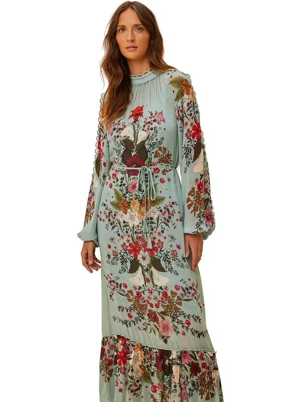 Farm Rio Floral Print Maxi Dress - Beauty Bouquet Blue