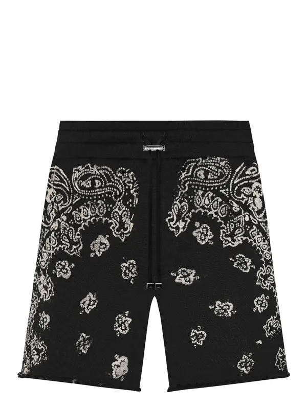 Amiri Bandana Bleach Shorts - Black