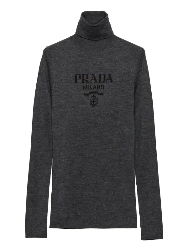 Prada Superfine Wool Turtleneck Sweater - Anthracite Gray