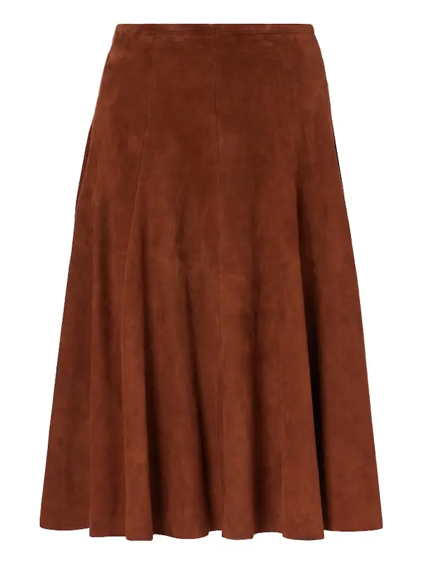 Stouls Sabrina Suede Midi Skirt - Burgundy