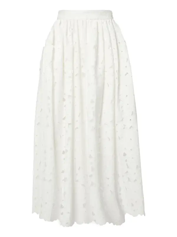 Erdem Gathered Cotton-blend Midi Skirt - White