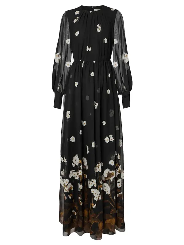 Erdem Elena Selvedge Silk Gown - Black