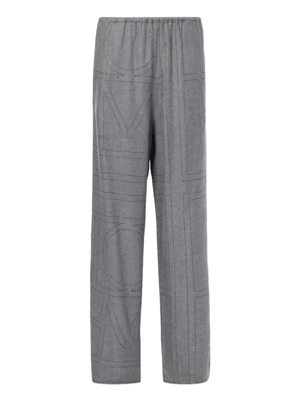 TOTEME Monogram Flannel Pajama Pants - Grey