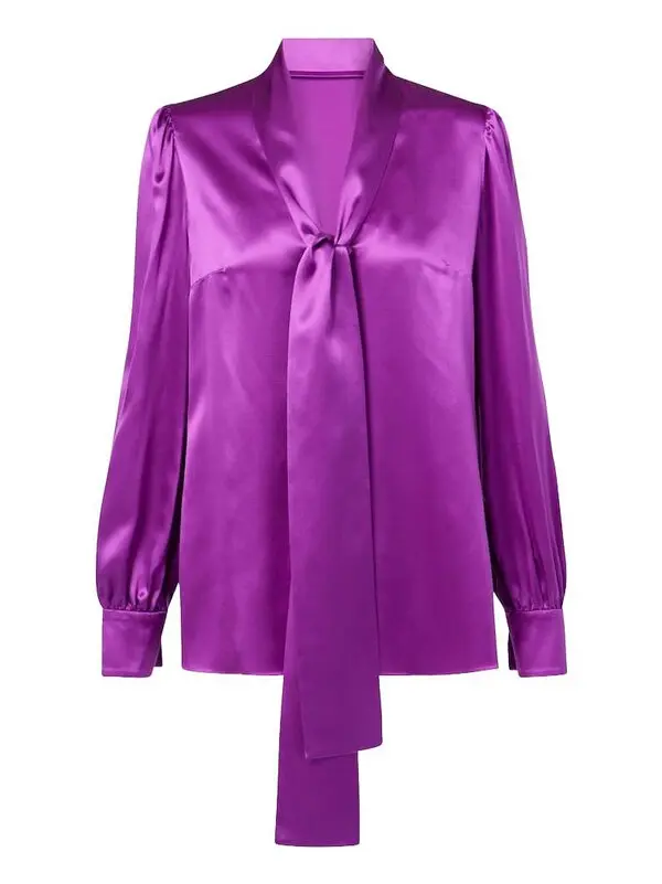 Dolce & Gabbana Tie-neck Silk Satin Blouse - Purple