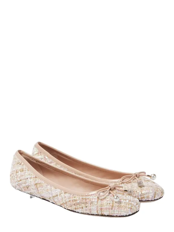 JIMMY CHOO Elme Tweed Ballet Flats - Neutrals