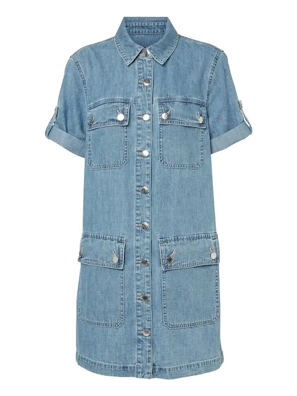Veronica Beard Warren Denim Shirt Dress - Blue