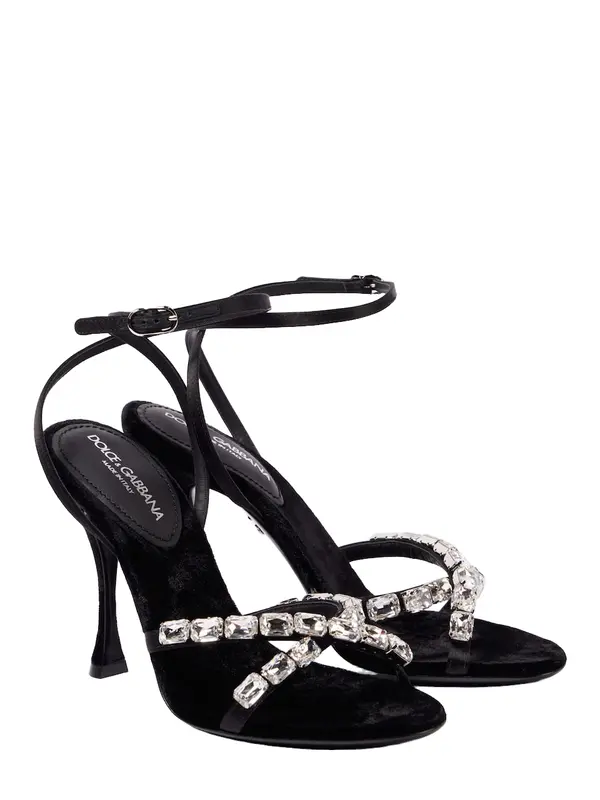 Dolce & Gabbana Crystal-embellished Satin Sandals - Black