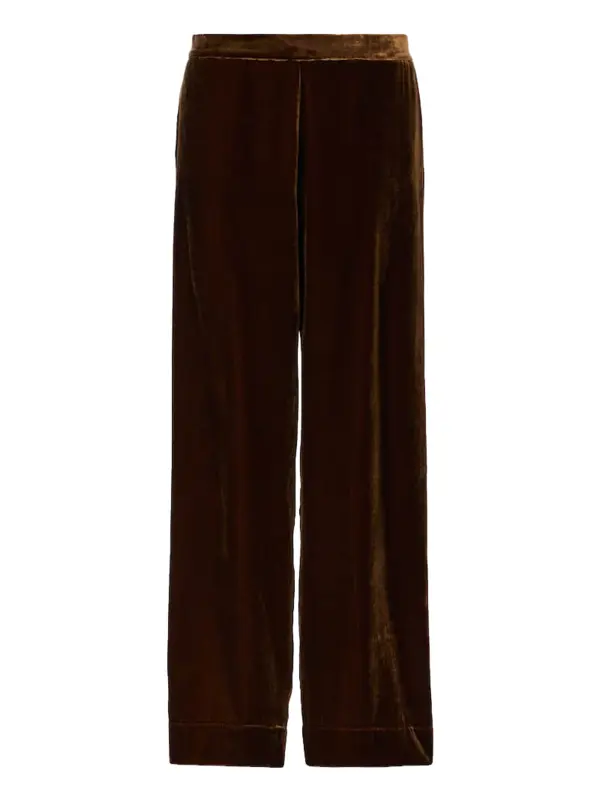 Asceno London Velvet Pajama Pants - Brown