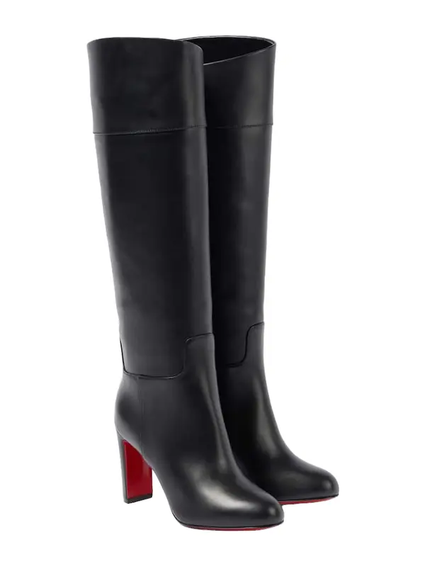 CHRISTIAN LOUBOUTIN Loo Botta 85 Leather Knee-high Boots - Black
