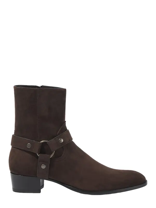 Saint Laurent Wyatt Harness 40 Biker Boots - Brown