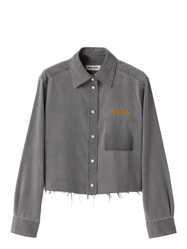 Miu Miu Cropped Chambray Shirt - Grey