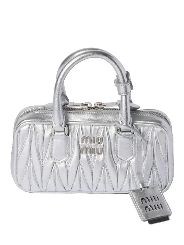 Miu Miu Arcadie Matelassé Nappa Leather Mini-bag - Silver