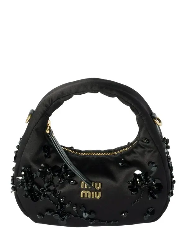 Miu Miu Wander Embroidered Duchesse Mini-bag - Black