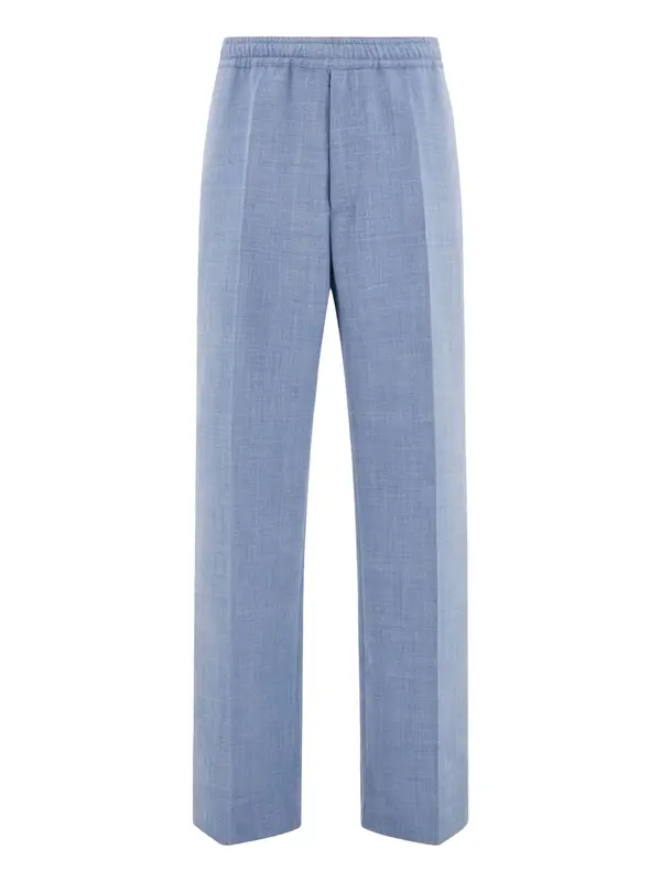 FERRAGAMO Mélange-effect Trousers - Blue