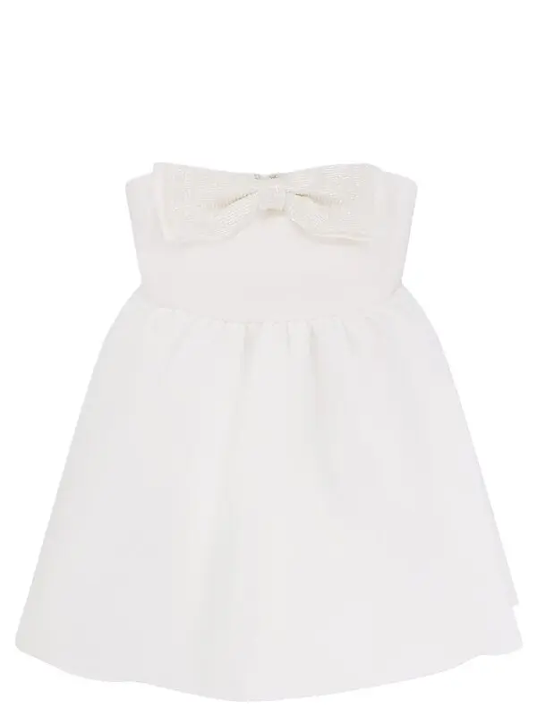 SELF-PORTRAIT Taffeta Décolleté Dress With Bow - White