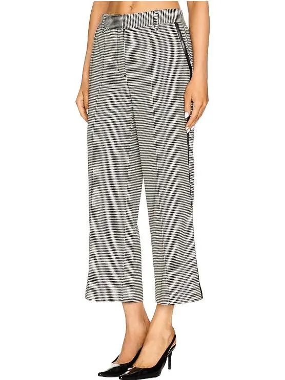 Simkhai Miki Cropped Button Hem Pant - Black White Check