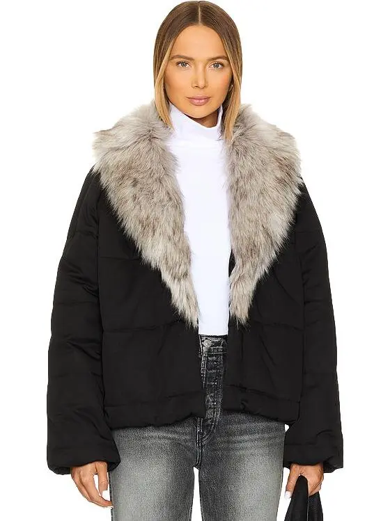 LOVERS AND FRIENDS Rosalia Padded Jacket With Faux Fur Trim - Black