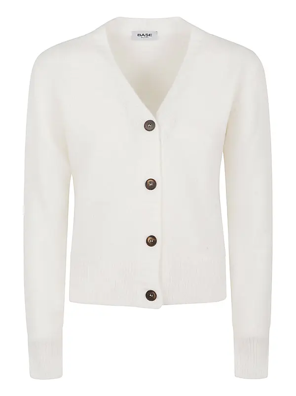 BASE Wool V-neck Cardigan - White