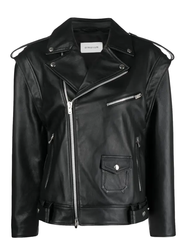 ARMARIUM Leather Biker Jacket - Black