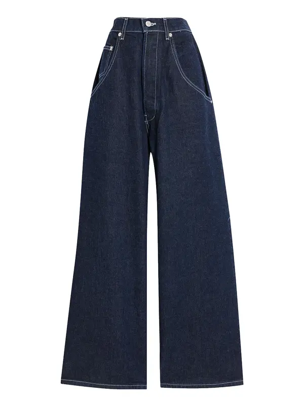 EB DENIM Outpost High-rise Wide-leg Jeans - Dark Denim