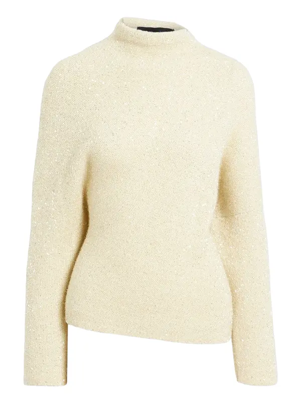 Proenza Schouler Sequined Tinsel Turtleneck Sweater - Cream