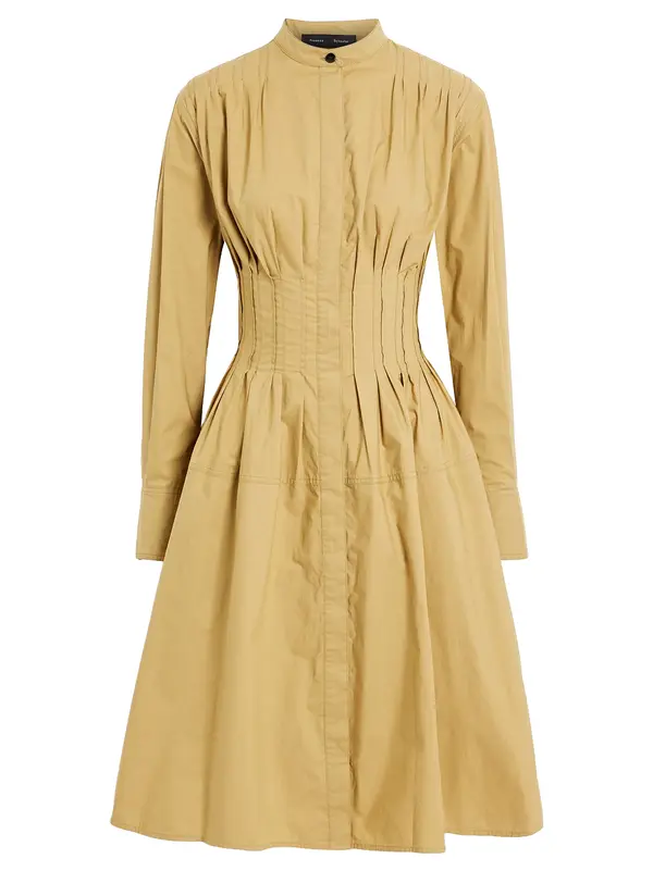 Proenza Schouler Pintucked Cotton-poplin Dress - Mustard
