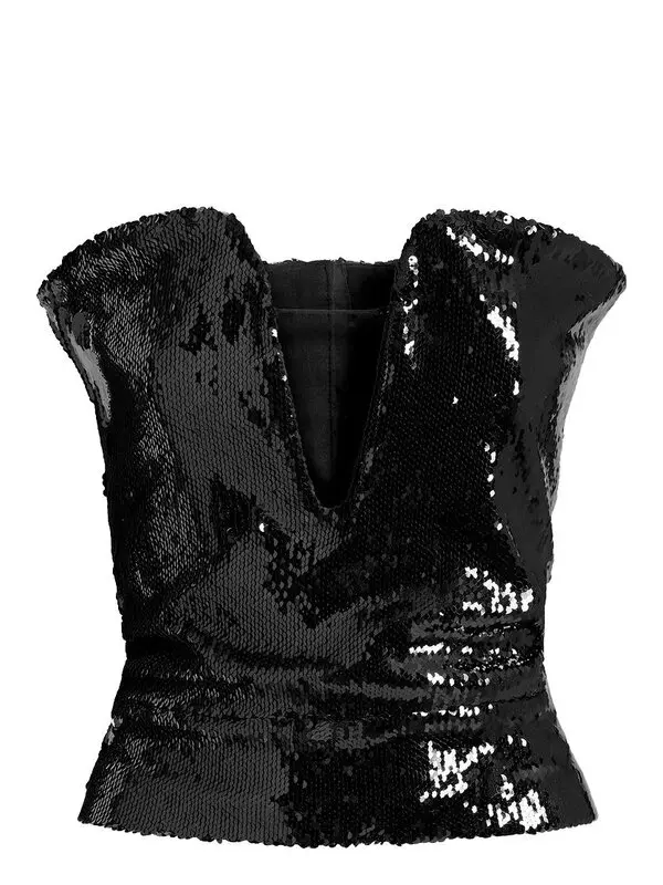Isabel Marant Mandy Sequined Bustier Top - Black