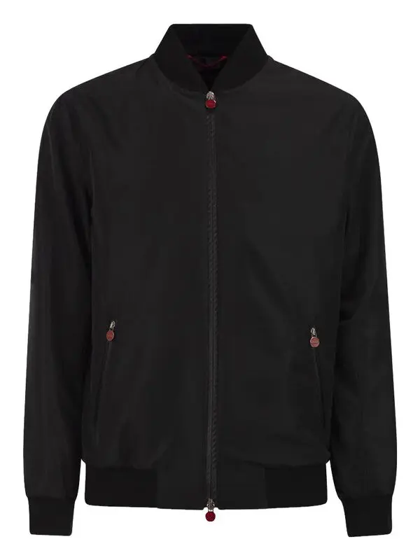 Kiton Sea Bomber Jacket In Technical Fabric - Black