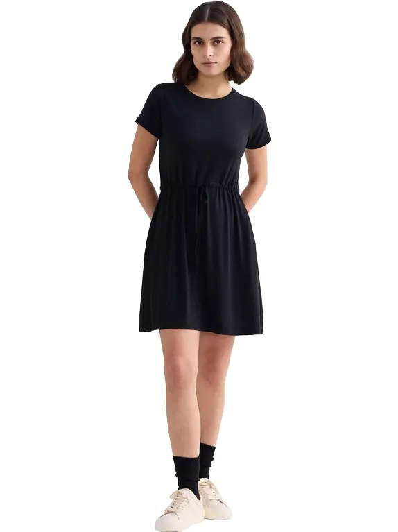 REISTOR Drawstring T-shirt Dress - Black