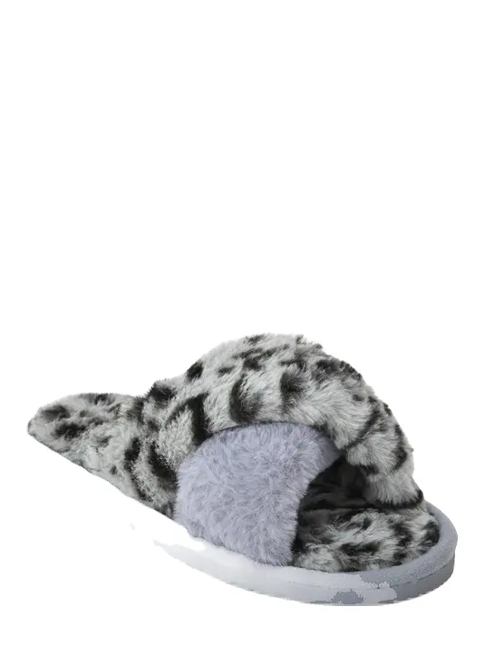 ANDREW STEVENS Fiona Leopard Slippers - Grey