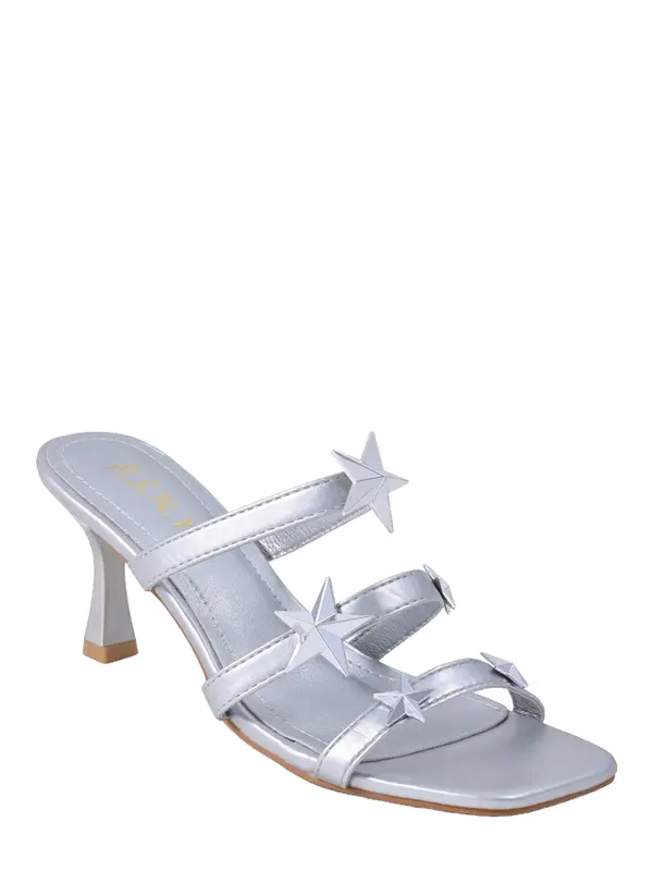 ANDREW STEVENS Julia Star Studded Heeled Sandals - Silver