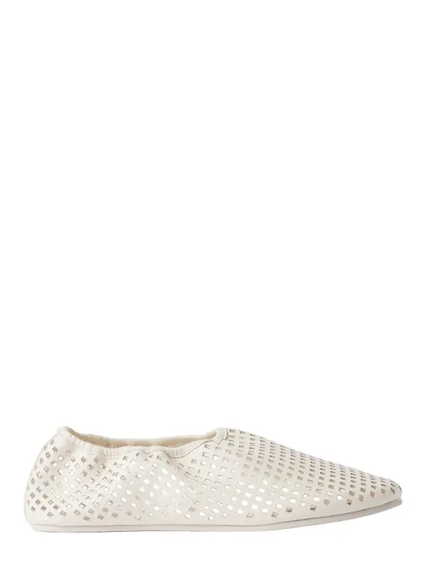 ST. AGNI Perforated Leather Ballet Flats - White