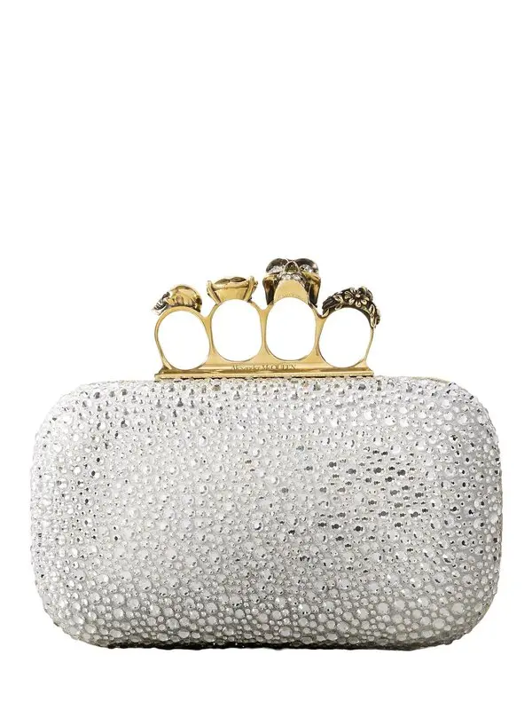 Alexander McQueen Skull Knuckle Embellished Clutch - Silver