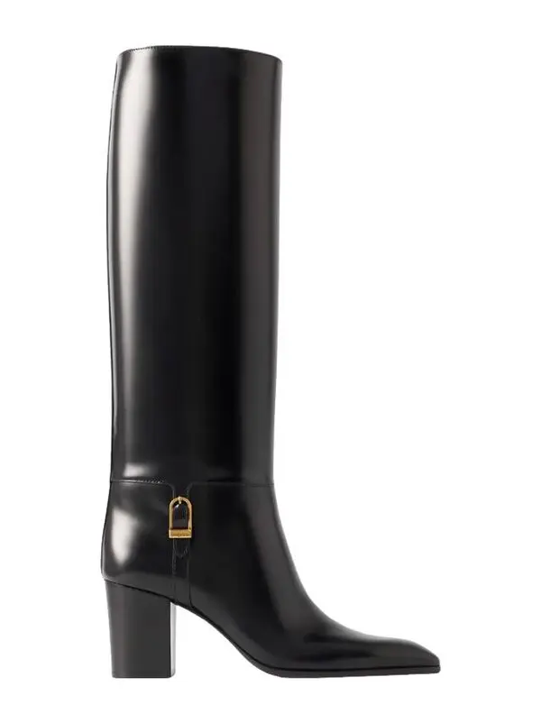 Saint Laurent Julia Buckle-embellished Knee Boots - Black