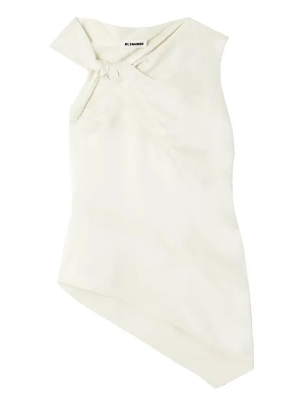 JIL SANDER Asymmetric Knotted Satin Top - Neutrals