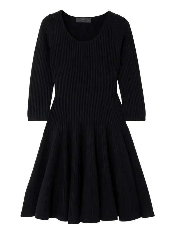 Arch4 Bronte Ribbed Cashmere Mini Dress - Black