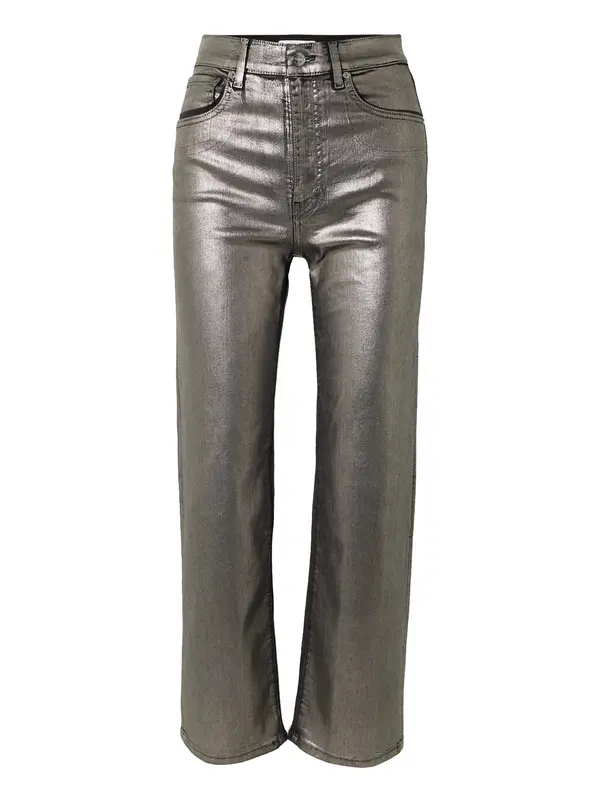 FRAME Le Sleek Metallic Coated Straight-leg Jeans - Gray
