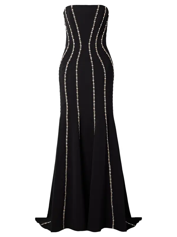 Jenny Packham Strapless Embellished Gown - Black