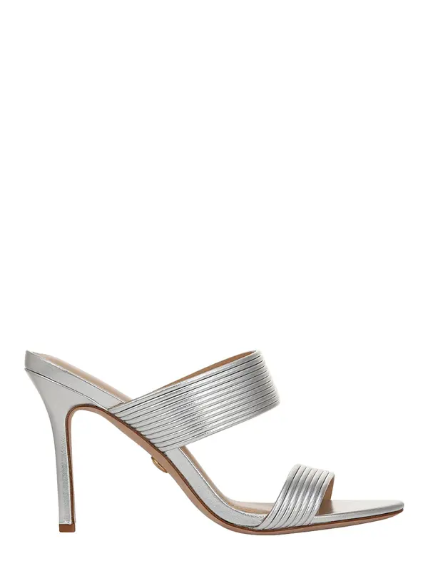 Veronica Beard Asha Metallic Slide Sandals - Silver