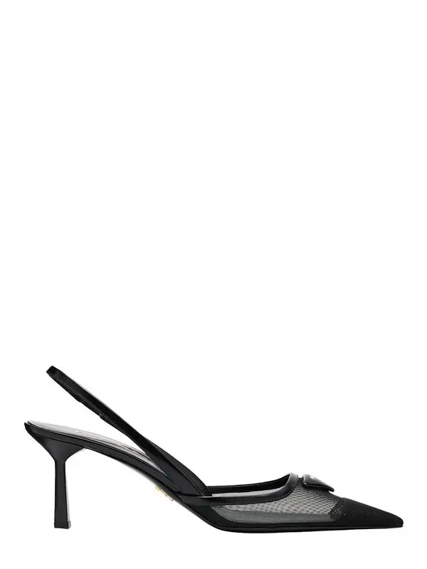 Prada Rete Nylon Mesh Slingback Pumps - Nero