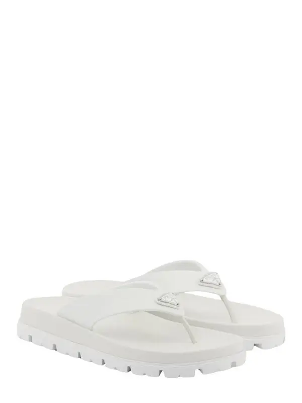 Prada Rubber Thong Slide Sandals - Bianco